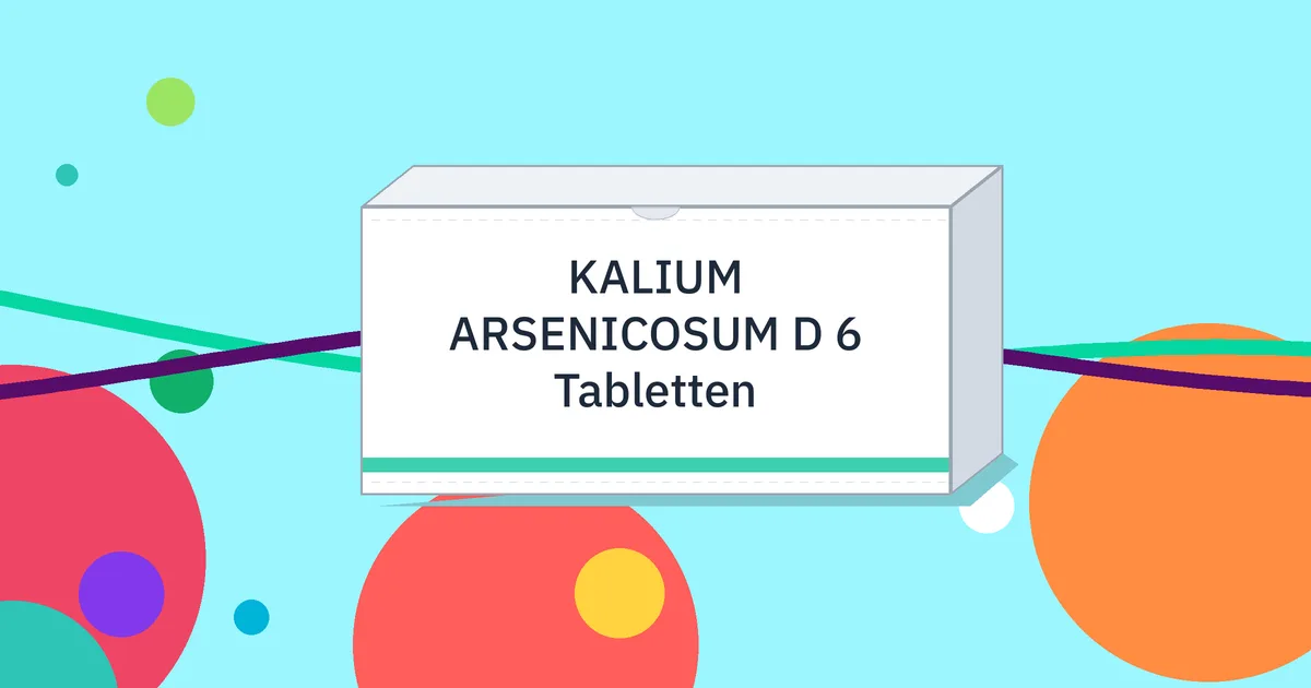 Symbolbild: Packung mit der Aufschrift KALIUM ARSENICOSUM D 6 Tabletten (PZN 02632098) – Verfügbarkeit und Bezug in Apotheken in Frankfurt am Main