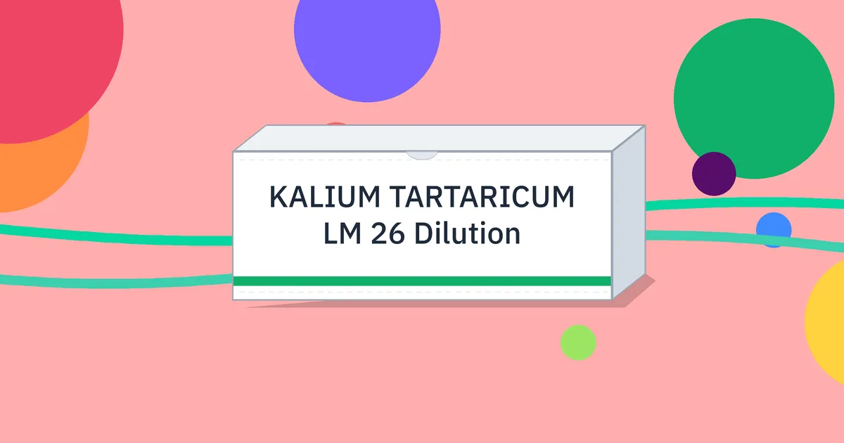 Symbolbild: Packung mit der Aufschrift KALIUM TARTARICUM LM 26 Dilution (PZN 12926903) – Verfügbarkeit und Bezug in Apotheken in Frankfurt am Main