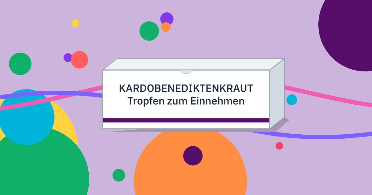 Symbolbild: Packung mit der Aufschrift KARDOBENEDIKTENKRAUT Tropfen zum Einnehmen (PZN 11602340) – Verfügbarkeit und Bezug in Apotheken in Frankfurt am Main