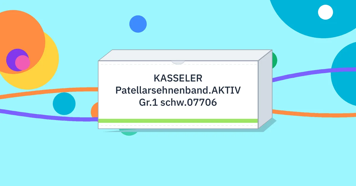 Symbolbild: Packung mit der Aufschrift KASSELER Patellarsehnenband.AKTIV Gr.1 schw.07706 (PZN 03534624) – Verfügbarkeit und Bezug in Apotheken in Frankfurt am Main