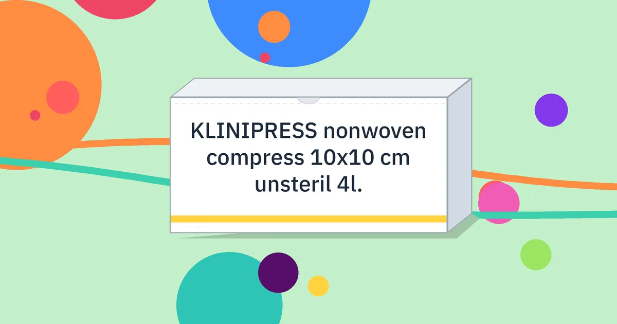 Symbolbild: Packung mit der Aufschrift KLINIPRESS nonwoven compress 10x10 cm unsteril 4l. (PZN 13242331) – Verfügbarkeit und Bezug in Apotheken in Frankfurt am Main