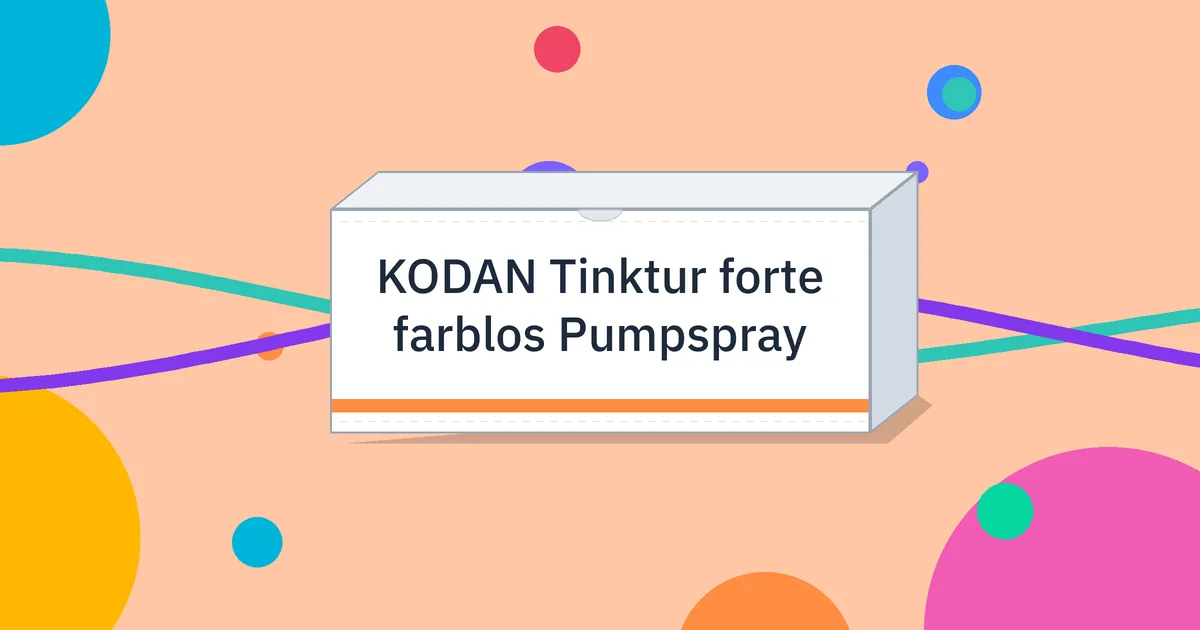 Symbolbild: Packung mit der Aufschrift KODAN Tinktur forte farblos Pumpspray (PZN 02335549) – Verfügbarkeit und Bezug in Apotheken in Frankfurt am Main