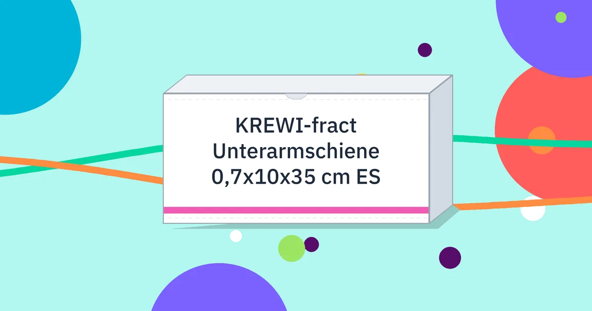 Symbolbild: Packung mit der Aufschrift KREWI-fract Unterarmschiene 0,7x10x35 cm ES (PZN 17300597) – Verfügbarkeit und Bezug in Apotheken in Frankfurt am Main