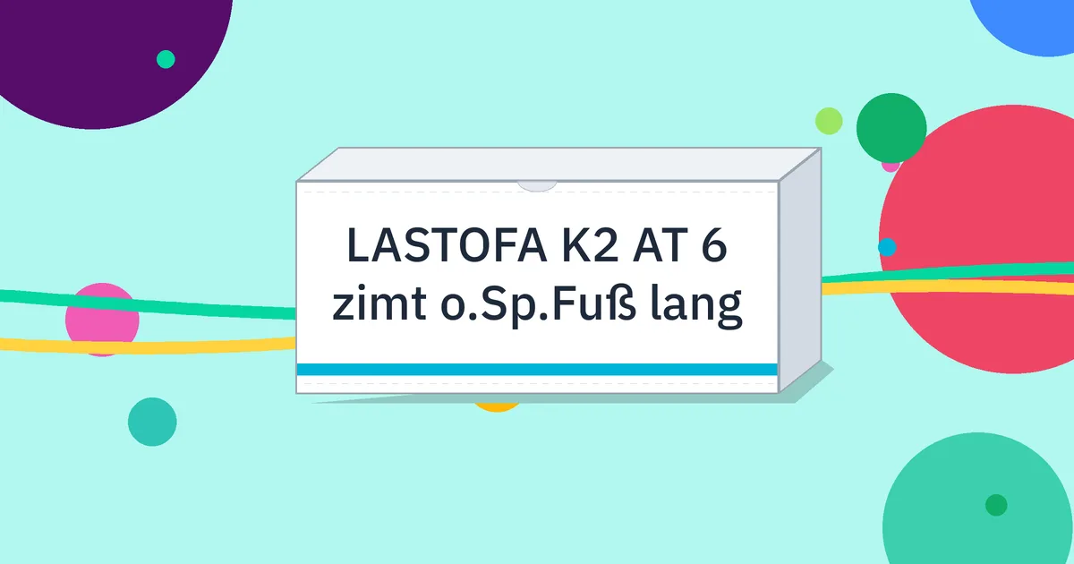 Symbolbild: Packung mit der Aufschrift LASTOFA K2 AT 6 zimt o.Sp.Fuß lang (PZN 14151955) – Verfügbarkeit und Bezug in Apotheken in Frankfurt am Main