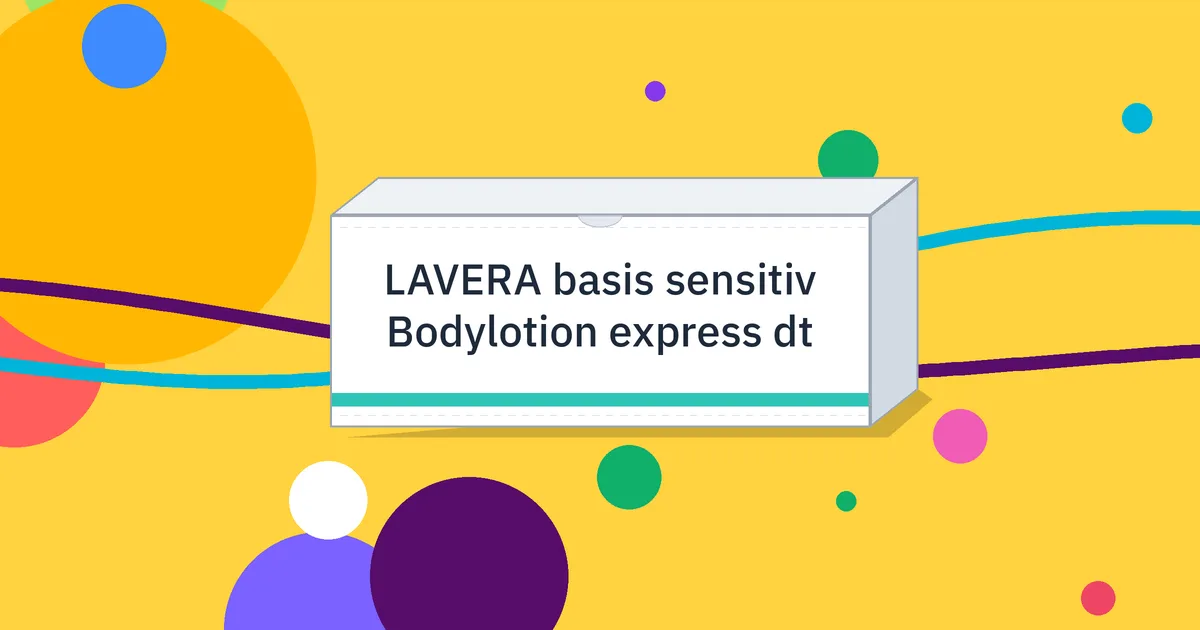 Symbolbild: Packung mit der Aufschrift LAVERA basis sensitiv Bodylotion express dt (PZN 16674580) – Verfügbarkeit und Bezug in Apotheken in Frankfurt am Main