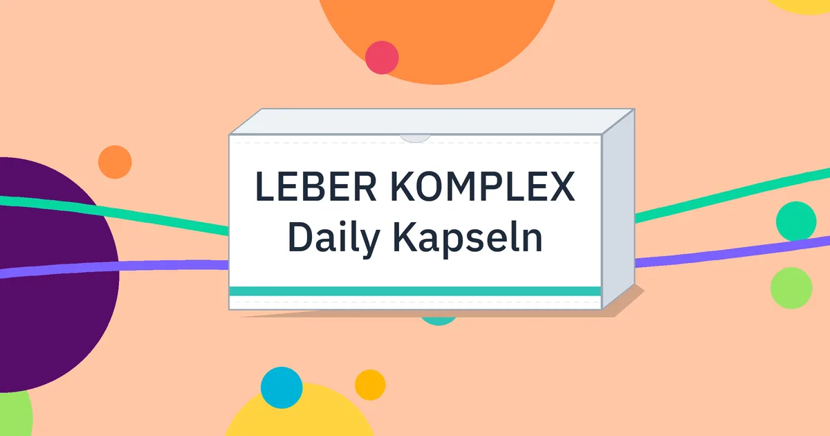 Symbolbild: Packung mit der Aufschrift LEBER KOMPLEX Daily Kapseln (PZN 18779076) – Verfügbarkeit und Bezug in Apotheken in Frankfurt am Main