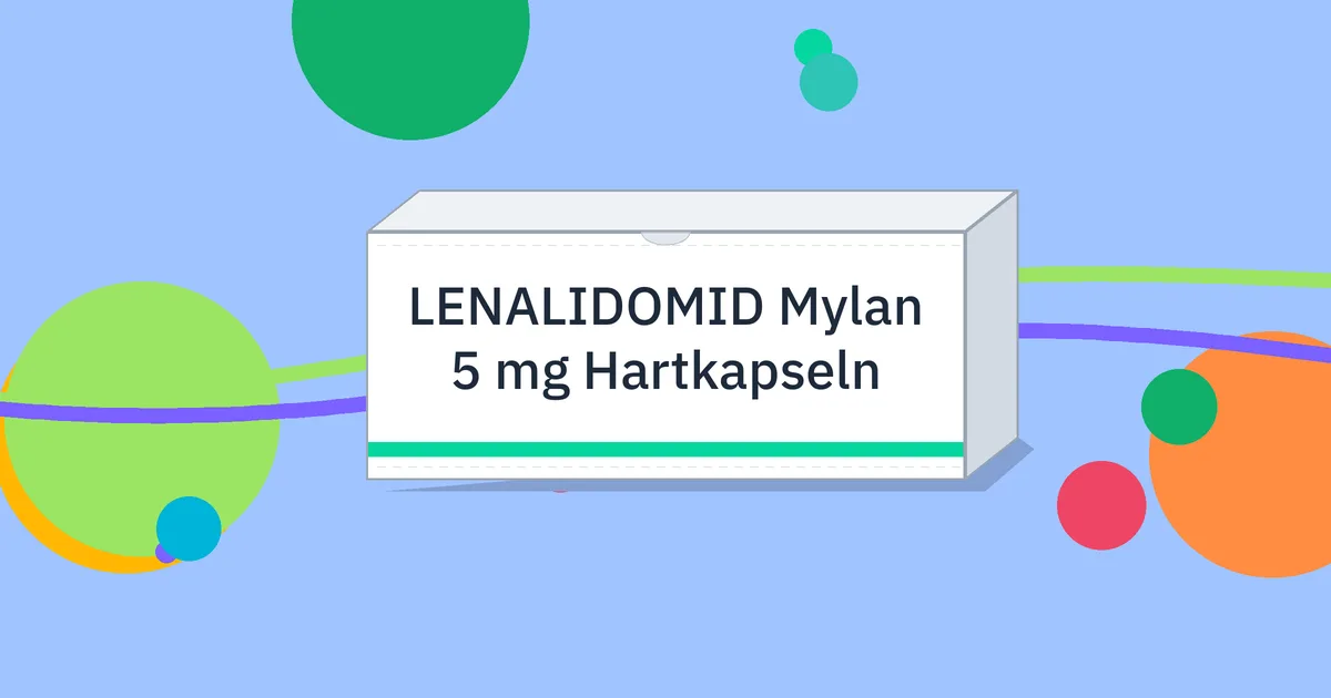 Symbolbild: Packung mit der Aufschrift LENALIDOMID Mylan 5 mg Hartkapseln (PZN 17252585) – Verfügbarkeit und Bezug in Apotheken in Frankfurt am Main