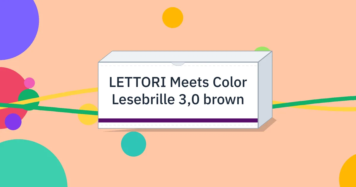 Symbolbild: Packung mit der Aufschrift LETTORI Meets Color Lesebrille 3,0 brown (PZN 11141850) – Verfügbarkeit und Bezug in Apotheken in Frankfurt am Main