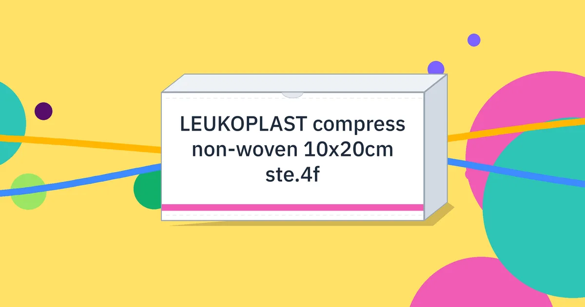 Symbolbild: Packung mit der Aufschrift LEUKOPLAST compress non-woven 10x20cm ste.4f (PZN 19064563) – Verfügbarkeit und Bezug in Apotheken in Frankfurt am Main