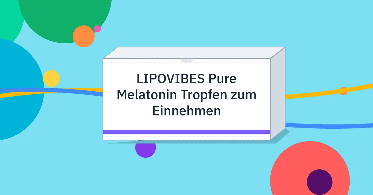 Symbolbild: Packung mit der Aufschrift LIPOVIBES Pure Melatonin Tropfen zum Einnehmen (PZN 17879947) – Verfügbarkeit und Bezug in Apotheken in Frankfurt am Main