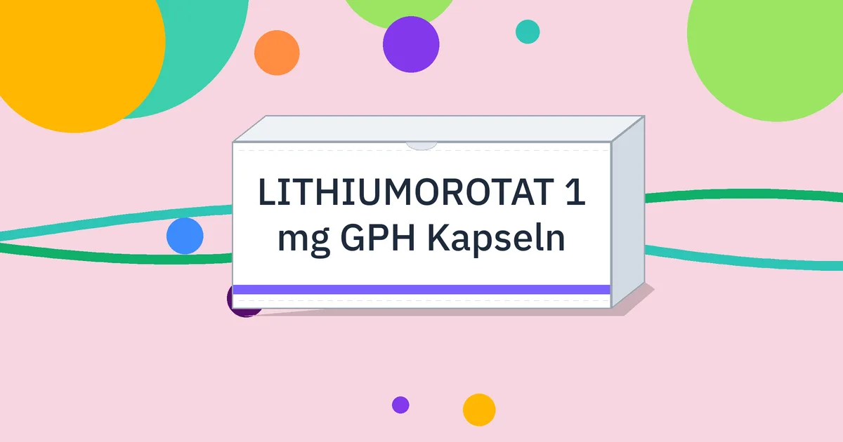 Symbolbild: Packung mit der Aufschrift LITHIUMOROTAT 1 mg GPH Kapseln (PZN 19407419) – Verfügbarkeit und Bezug in Apotheken in Frankfurt am Main