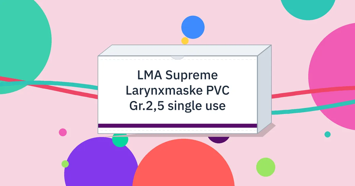 Symbolbild: Packung mit der Aufschrift LMA Supreme Larynxmaske PVC Gr.2,5 single use (PZN 10848903) – Verfügbarkeit und Bezug in Apotheken in Frankfurt am Main