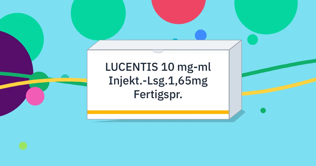 Symbolbild: Packung mit der Aufschrift LUCENTIS 10 mg-ml Injekt.-Lsg.1,65mg Fertigspr. (PZN 12802897) – Verfügbarkeit und Bezug in Apotheken in Frankfurt am Main