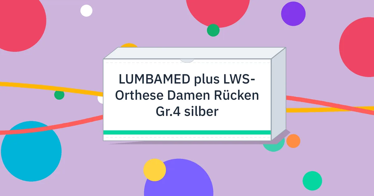 Symbolbild: Packung mit der Aufschrift LUMBAMED plus LWS-Orthese Damen Rücken Gr.4 silber (PZN 18827697) – Verfügbarkeit und Bezug in Apotheken in Frankfurt am Main