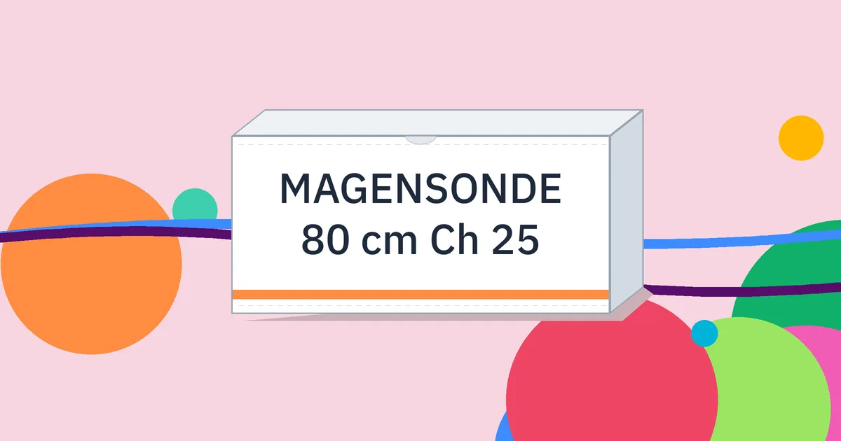 Symbolbild: Packung mit der Aufschrift MAGENSONDE 80 cm Ch 25 (PZN 02448578) – Verfügbarkeit und Bezug in Apotheken in Frankfurt am Main