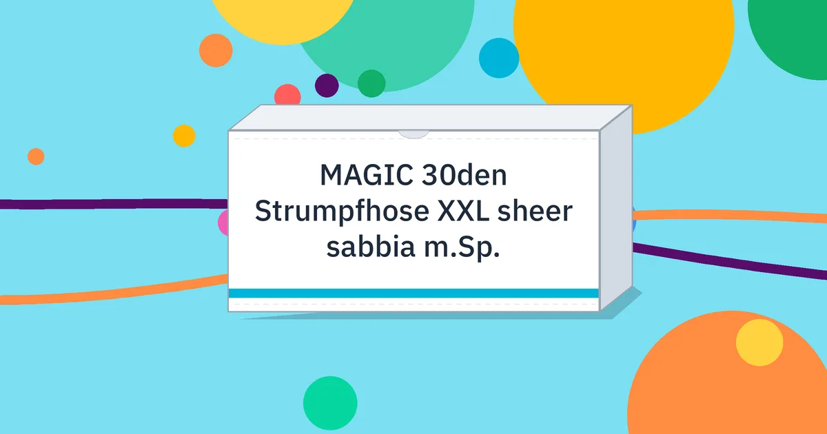 Symbolbild: Packung mit der Aufschrift MAGIC 30den Strumpfhose XXL sheer sabbia m.Sp. (PZN 16182322) – Verfügbarkeit und Bezug in Apotheken in Frankfurt am Main