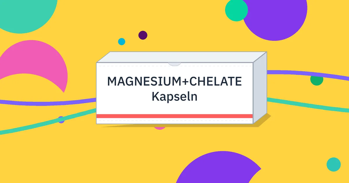 Symbolbild: Packung mit der Aufschrift MAGNESIUM+CHELATE Kapseln (PZN 19921487) – Verfügbarkeit und Bezug in Apotheken in Frankfurt am Main