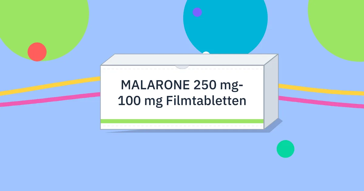 Symbolbild: Packung mit der Aufschrift MALARONE 250 mg-100 mg Filmtabletten (PZN 08602632) – Verfügbarkeit und Bezug in Apotheken in Frankfurt am Main