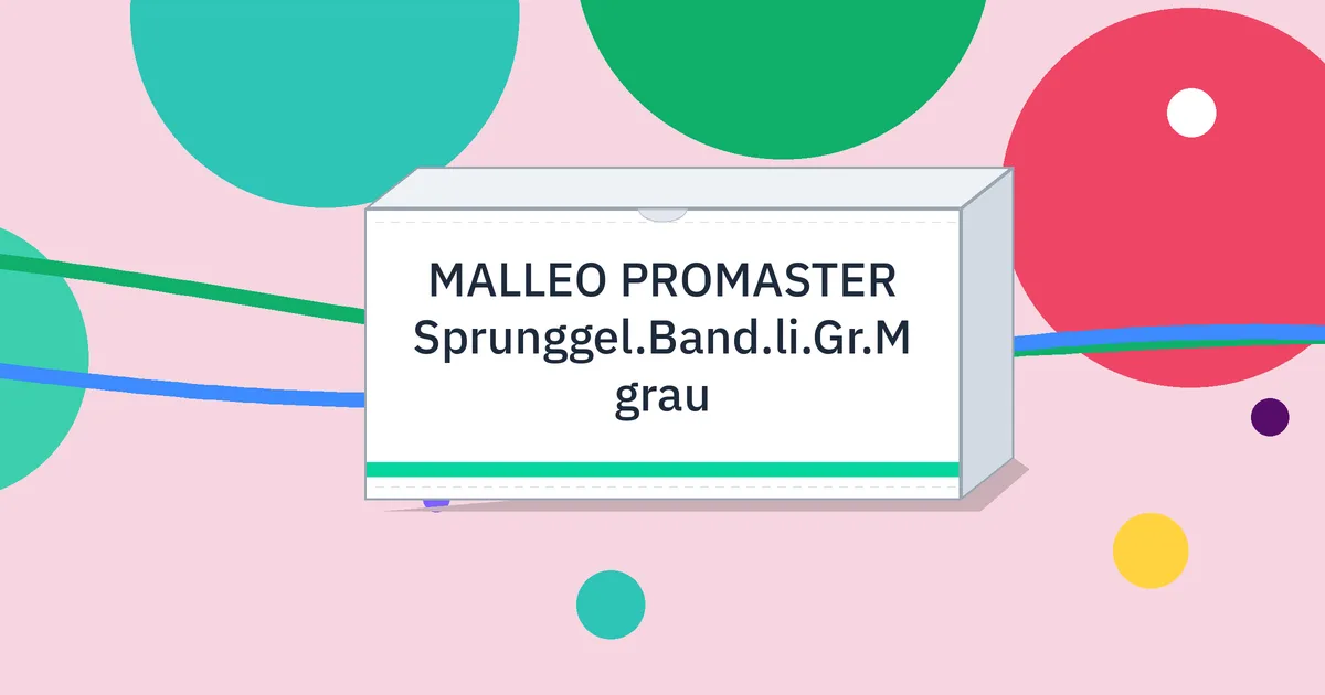 Symbolbild: Packung mit der Aufschrift MALLEO PROMASTER Sprunggel.Band.li.Gr.M grau (PZN 10927117) – Verfügbarkeit und Bezug in Apotheken in Frankfurt am Main