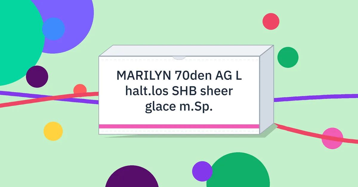 Symbolbild: Packung mit der Aufschrift MARILYN 70den AG L halt.los SHB sheer glace m.Sp. (PZN 16187673) – Verfügbarkeit und Bezug in Apotheken in Frankfurt am Main