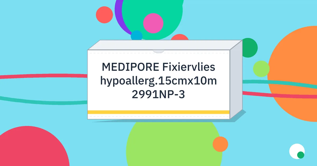 Symbolbild: Packung mit der Aufschrift MEDIPORE Fixiervlies hypoallerg.15cmx10m 2991NP-3 (PZN 20129693) – Verfügbarkeit und Bezug in Apotheken in Frankfurt am Main