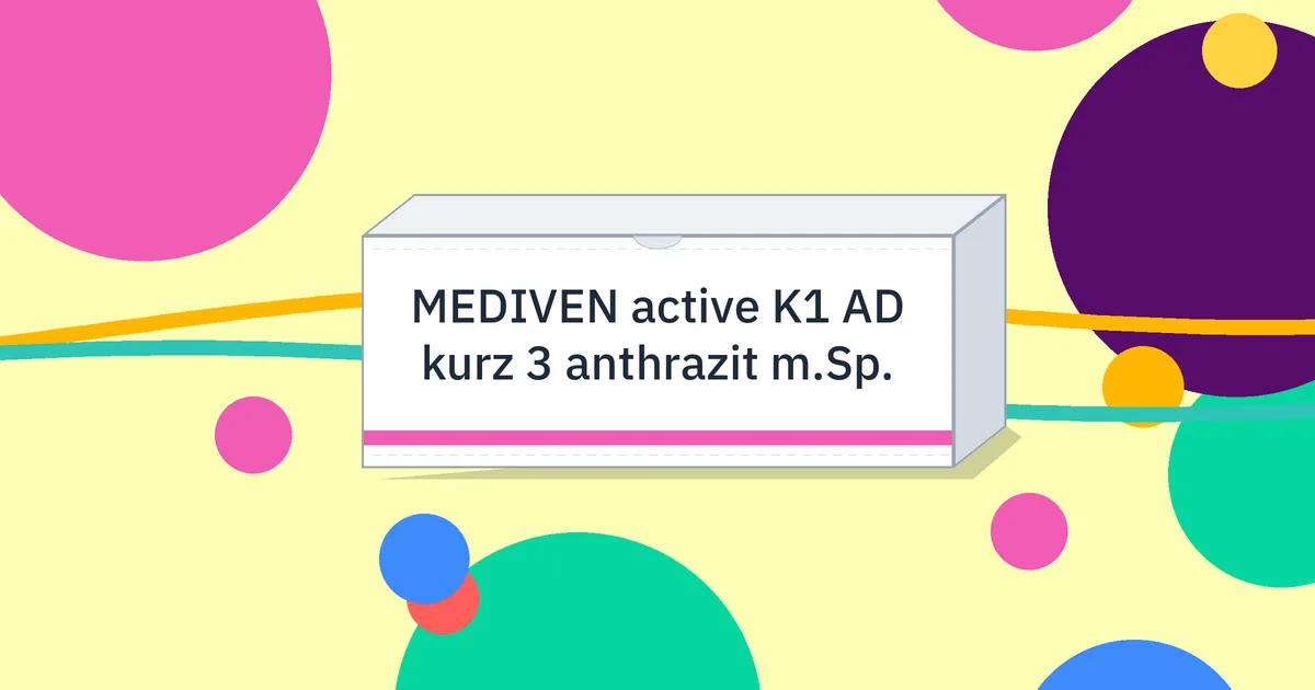 Symbolbild: Packung mit der Aufschrift MEDIVEN active K1 AD kurz 3 anthrazit m.Sp. (PZN 14553079) – Verfügbarkeit und Bezug in Apotheken in Frankfurt am Main