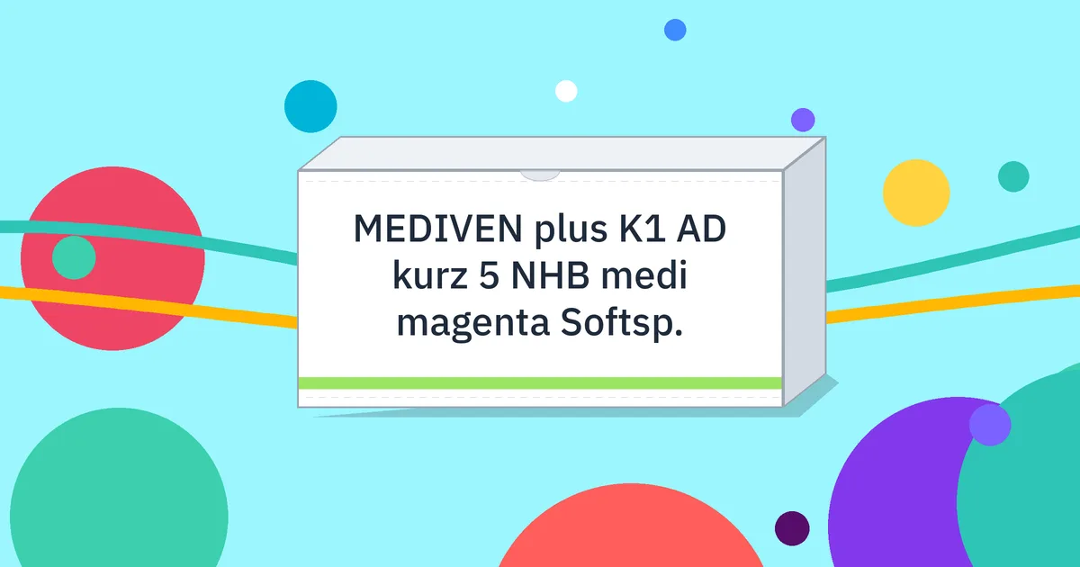 Symbolbild: Packung mit der Aufschrift MEDIVEN plus K1 AD kurz 5 NHB medi magenta Softsp. (PZN 15898219) – Verfügbarkeit und Bezug in Apotheken in Frankfurt am Main