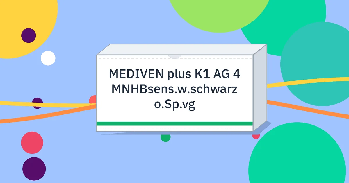 Symbolbild: Packung mit der Aufschrift MEDIVEN plus K1 AG 4 MNHBsens.w.schwarz o.Sp.vg (PZN 16073136) – Verfügbarkeit und Bezug in Apotheken in Frankfurt am Main