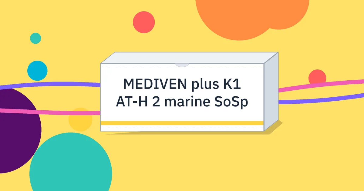 Symbolbild: Packung mit der Aufschrift MEDIVEN plus K1 AT-H 2 marine SoSp (PZN 15035286) – Verfügbarkeit und Bezug in Apotheken in Frankfurt am Main