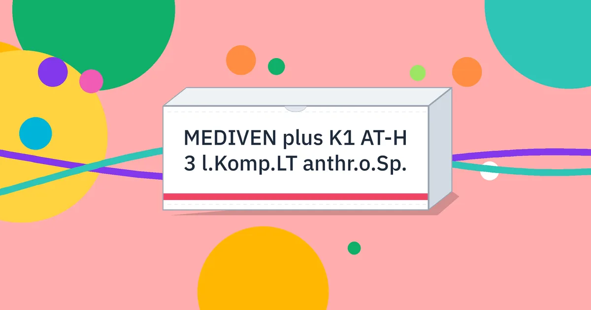 Symbolbild: Packung mit der Aufschrift MEDIVEN plus K1 AT-H 3 l.Komp.LT anthr.o.Sp. (PZN 15037575) – Verfügbarkeit und Bezug in Apotheken in Frankfurt am Main