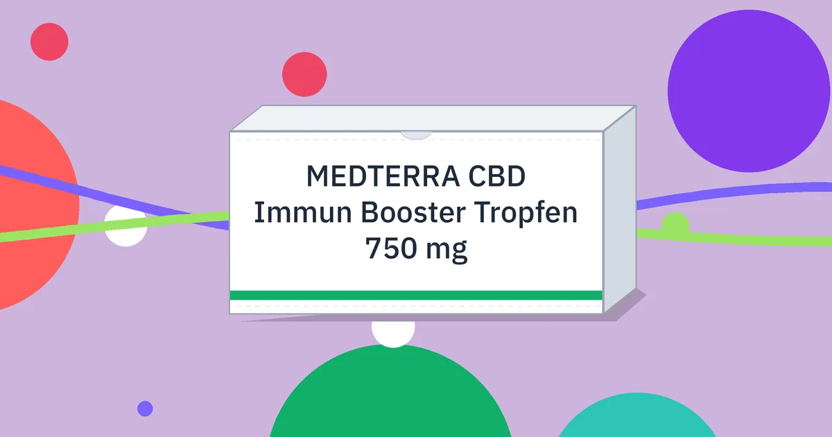 Symbolbild: Packung mit der Aufschrift MEDTERRA CBD Immun Booster Tropfen 750 mg (PZN 16879448) – Verfügbarkeit und Bezug in Apotheken in Frankfurt am Main