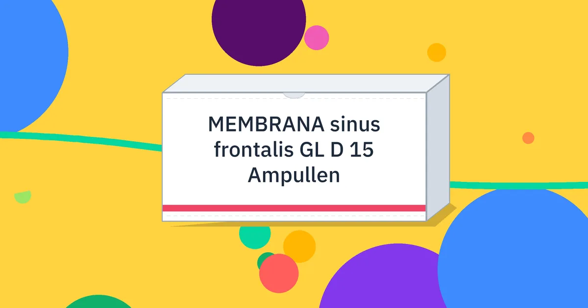 Symbolbild: Packung mit der Aufschrift MEMBRANA sinus frontalis GL D 15 Ampullen (PZN 03355784) – Verfügbarkeit und Bezug in Apotheken in Frankfurt am Main