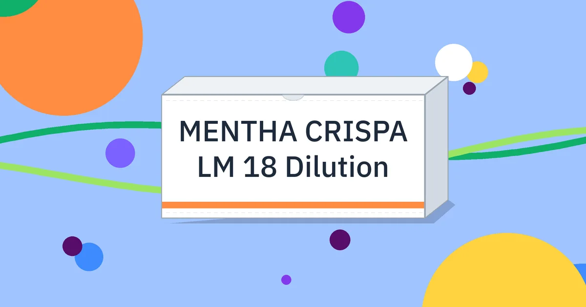Symbolbild: Packung mit der Aufschrift MENTHA CRISPA LM 18 Dilution (PZN 13603846) – Verfügbarkeit und Bezug in Apotheken in Frankfurt am Main