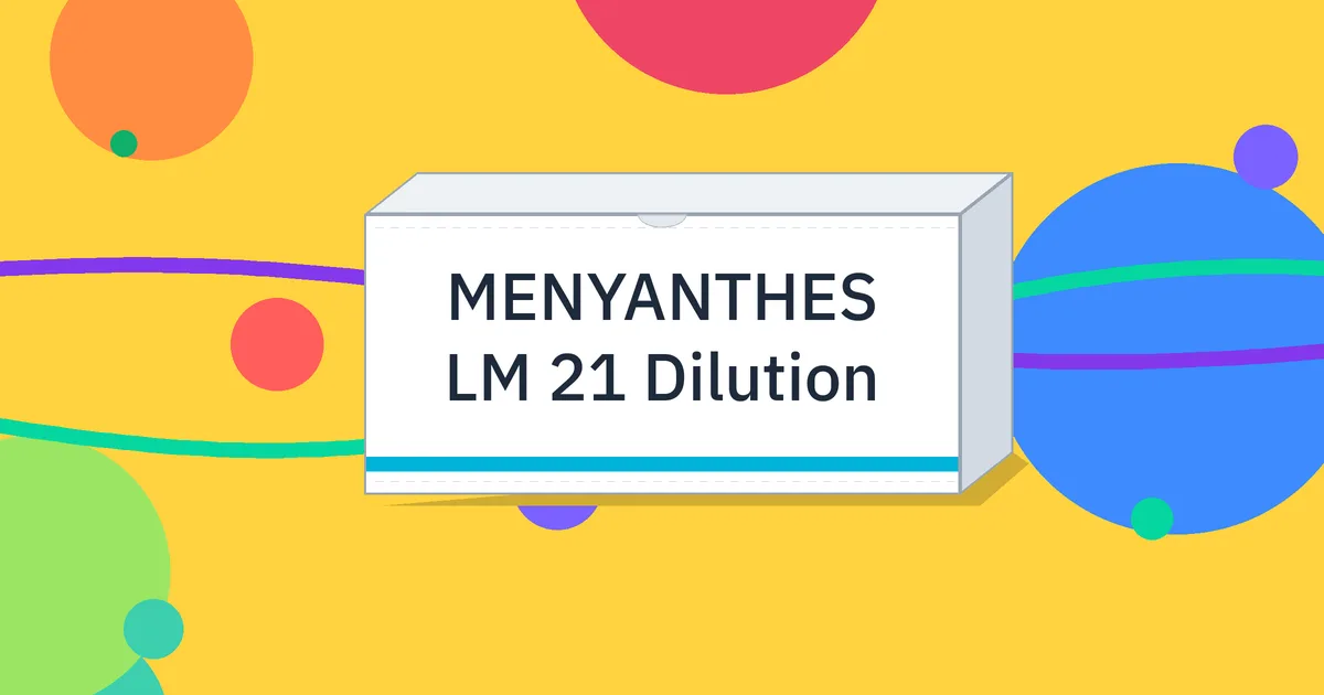 Symbolbild: Packung mit der Aufschrift MENYANTHES LM 21 Dilution (PZN 13605259) – Verfügbarkeit und Bezug in Apotheken in Frankfurt am Main