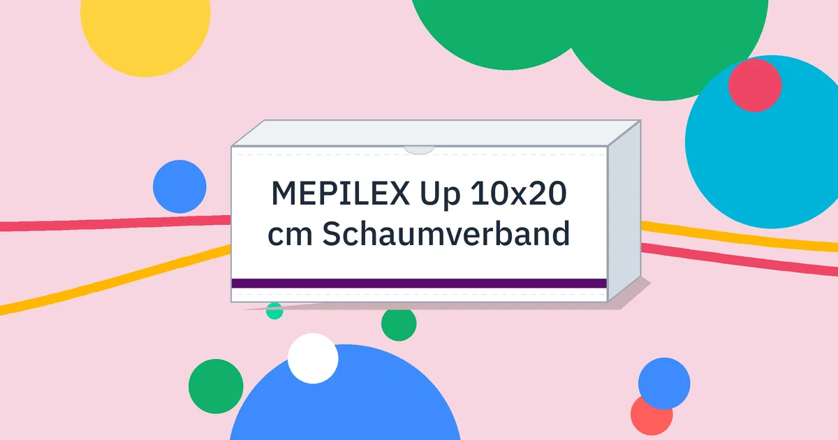 Symbolbild: Packung mit der Aufschrift MEPILEX Up 10x20 cm Schaumverband (PZN 09391232) – Verfügbarkeit und Bezug in Apotheken in Frankfurt am Main