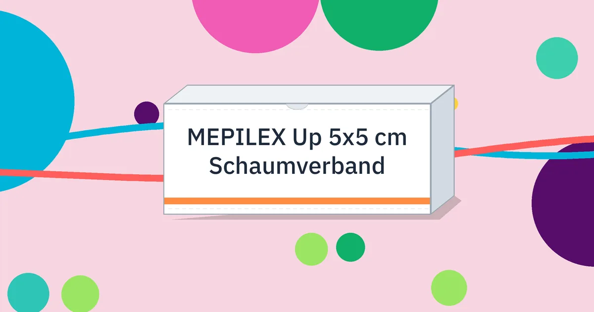 Symbolbild: Packung mit der Aufschrift MEPILEX Up 5x5 cm Schaumverband (PZN 19808779) – Verfügbarkeit und Bezug in Apotheken in Frankfurt am Main