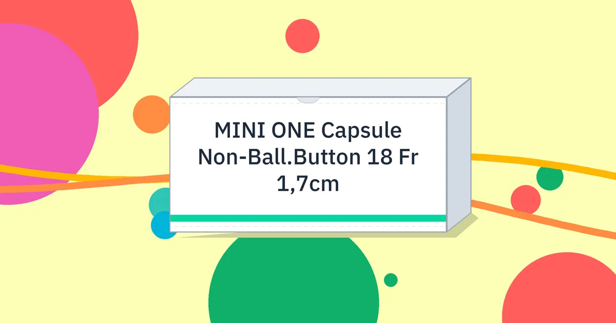 Symbolbild: Packung mit der Aufschrift MINI ONE Capsule Non-Ball.Button 18 Fr 1,7cm (PZN 14343784) – Verfügbarkeit und Bezug in Apotheken in Frankfurt am Main