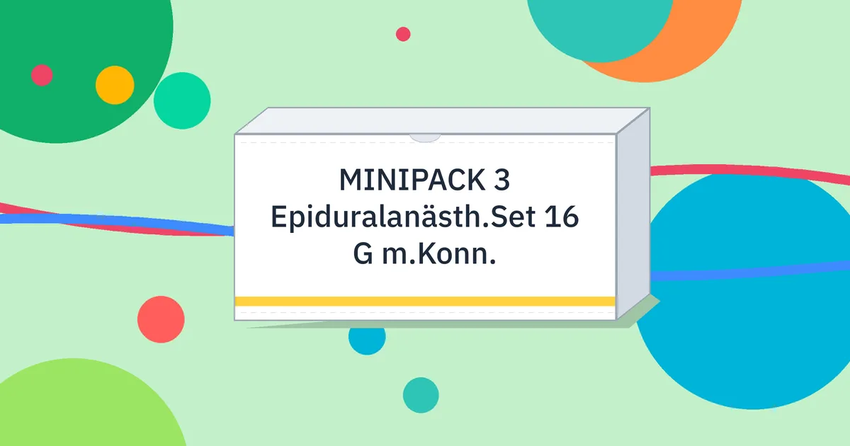 Symbolbild: Packung mit der Aufschrift MINIPACK 3 Epiduralanästh.Set 16 G m.Konn. (PZN 09215860) – Verfügbarkeit und Bezug in Apotheken in Frankfurt am Main