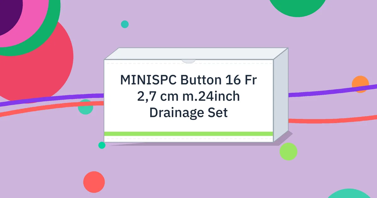 Symbolbild: Packung mit der Aufschrift MINISPC Button 16 Fr 2,7 cm m.24inch Drainage Set (PZN 20821992) – Verfügbarkeit und Bezug in Apotheken in Frankfurt am Main