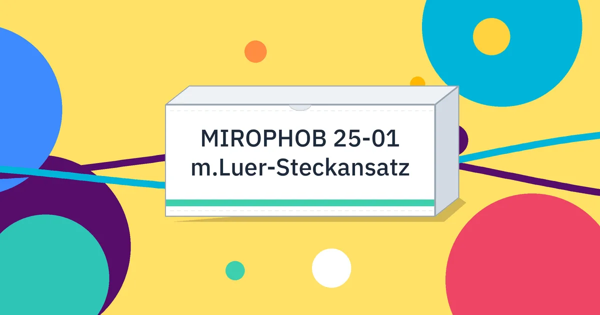 Symbolbild: Packung mit der Aufschrift MIROPHOB 25-01 m.Luer-Steckansatz (PZN 02294856) – Verfügbarkeit und Bezug in Apotheken in Frankfurt am Main