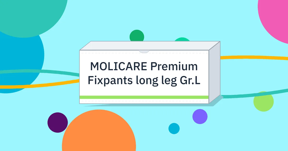 Symbolbild: Packung mit der Aufschrift MOLICARE Premium Fixpants long leg Gr.L (PZN 14442380) – Verfügbarkeit und Bezug in Apotheken in Frankfurt am Main