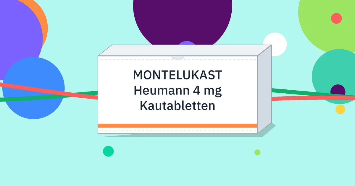 Symbolbild: Packung mit der Aufschrift MONTELUKAST Heumann 4 mg Kautabletten (PZN 09673485) – Verfügbarkeit und Bezug in Apotheken in Frankfurt am Main