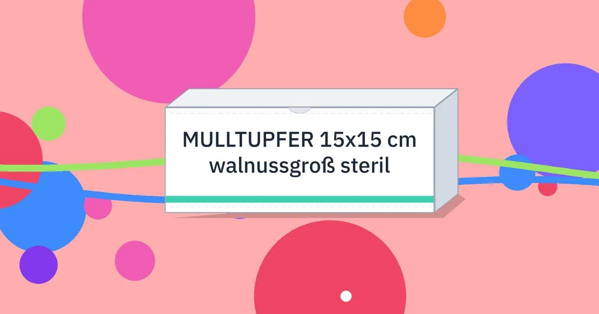 Symbolbild: Packung mit der Aufschrift MULLTUPFER 15x15 cm walnussgroß steril (PZN 07380454) – Verfügbarkeit und Bezug in Apotheken in Frankfurt am Main
