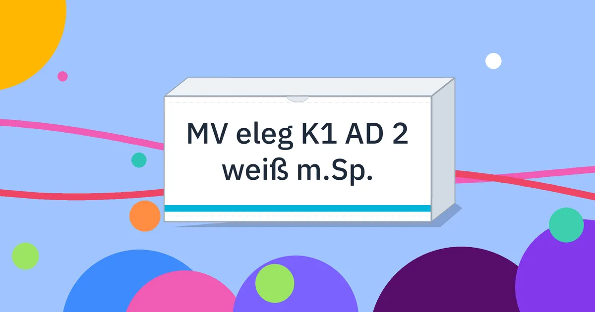 Symbolbild: Packung mit der Aufschrift MV eleg K1 AD 2 weiß m.Sp. (PZN 00306118) – Verfügbarkeit und Bezug in Apotheken in Frankfurt am Main