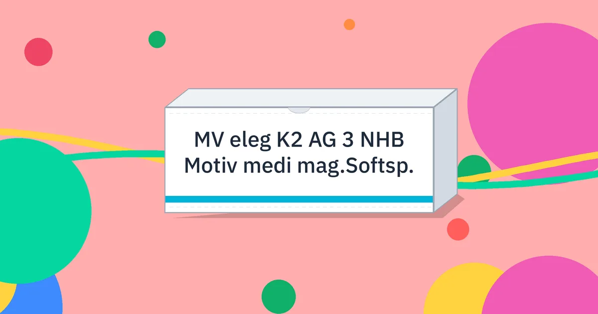Symbolbild: Packung mit der Aufschrift MV eleg K2 AG 3 NHB Motiv medi mag.Softsp. (PZN 15722182) – Verfügbarkeit und Bezug in Apotheken in Frankfurt am Main
