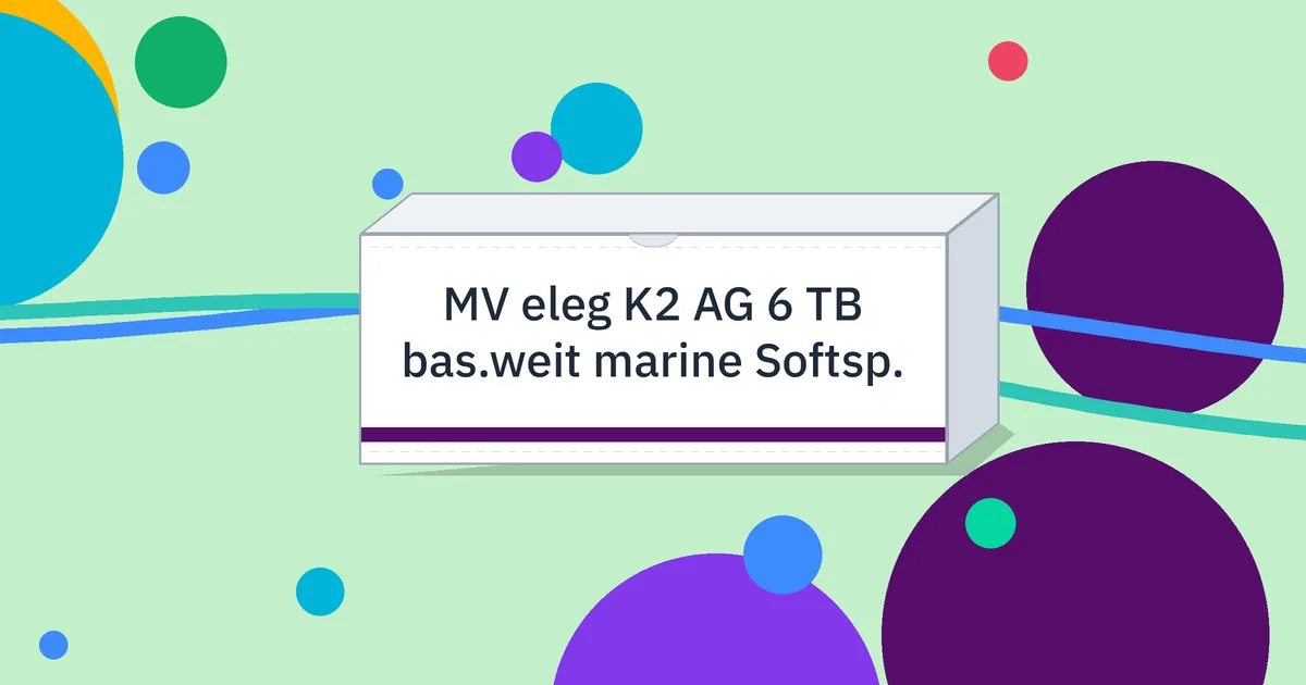 Symbolbild: Packung mit der Aufschrift MV eleg K2 AG 6 TB bas.weit marine Softsp. (PZN 14613315) – Verfügbarkeit und Bezug in Apotheken in Frankfurt am Main