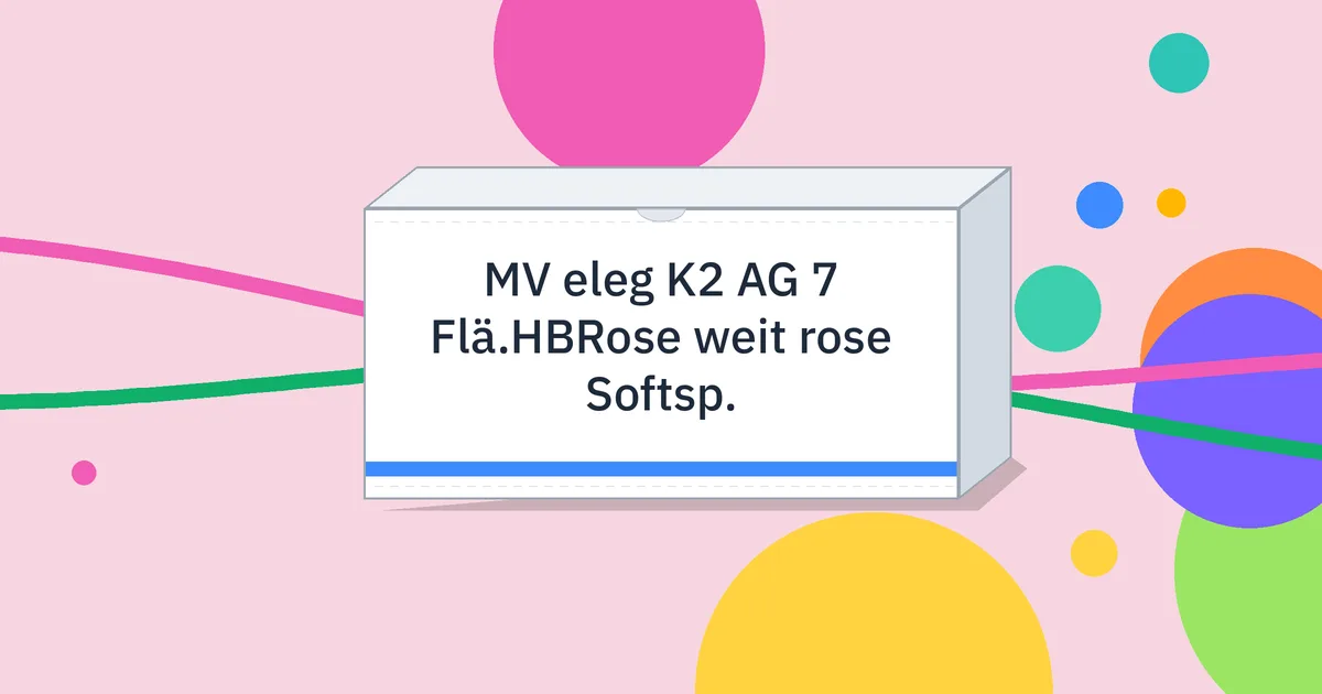 Symbolbild: Packung mit der Aufschrift MV eleg K2 AG 7 Flä.HBRose weit rose Softsp. (PZN 15720071) – Verfügbarkeit und Bezug in Apotheken in Frankfurt am Main