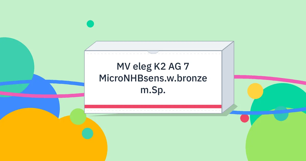 Symbolbild: Packung mit der Aufschrift MV eleg K2 AG 7 MicroNHBsens.w.bronze m.Sp. (PZN 15725513) – Verfügbarkeit und Bezug in Apotheken in Frankfurt am Main