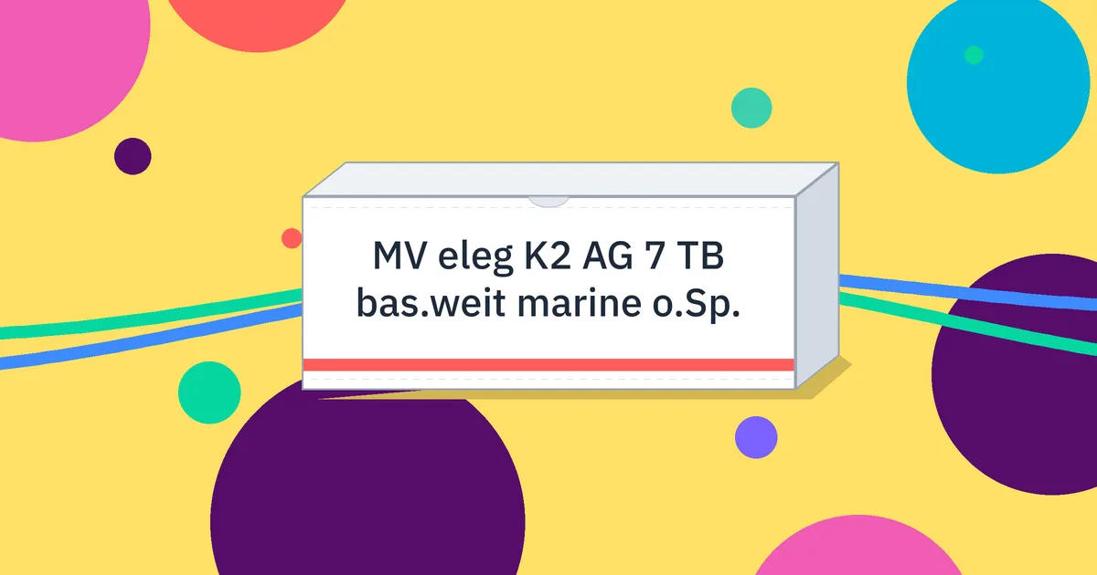 Symbolbild: Packung mit der Aufschrift MV eleg K2 AG 7 TB bas.weit marine o.Sp. (PZN 14613019) – Verfügbarkeit und Bezug in Apotheken in Frankfurt am Main