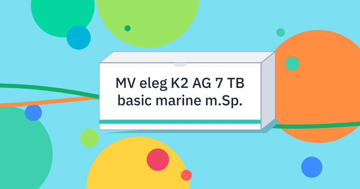 Symbolbild: Packung mit der Aufschrift MV eleg K2 AG 7 TB basic marine m.Sp. (PZN 14613628) – Verfügbarkeit und Bezug in Apotheken in Frankfurt am Main
